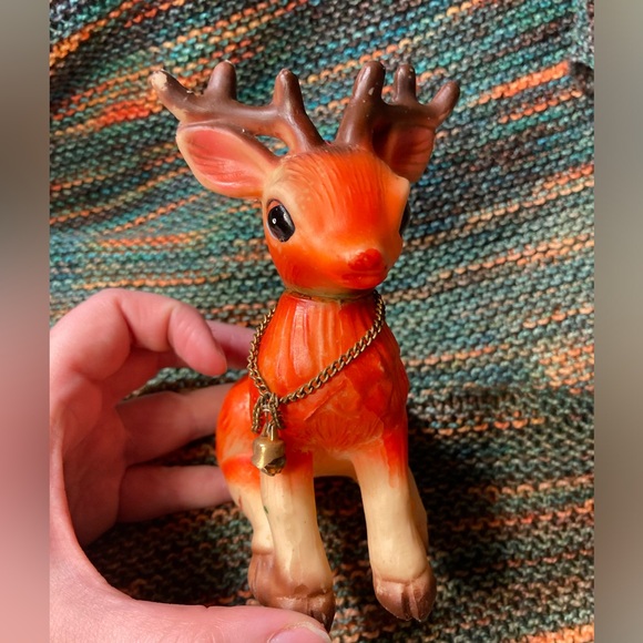 Holiday | Vintage Reindeer Squishy Plastic Sitting Rudolph Decor ...